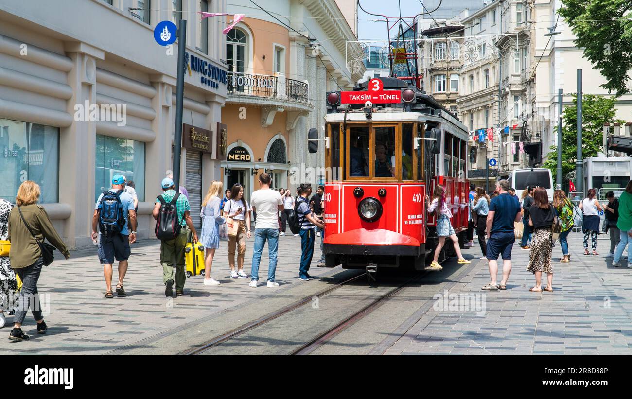 Istiklal street or istiklal caddesi in Istanbul Turkey. Istiklal avenue ...