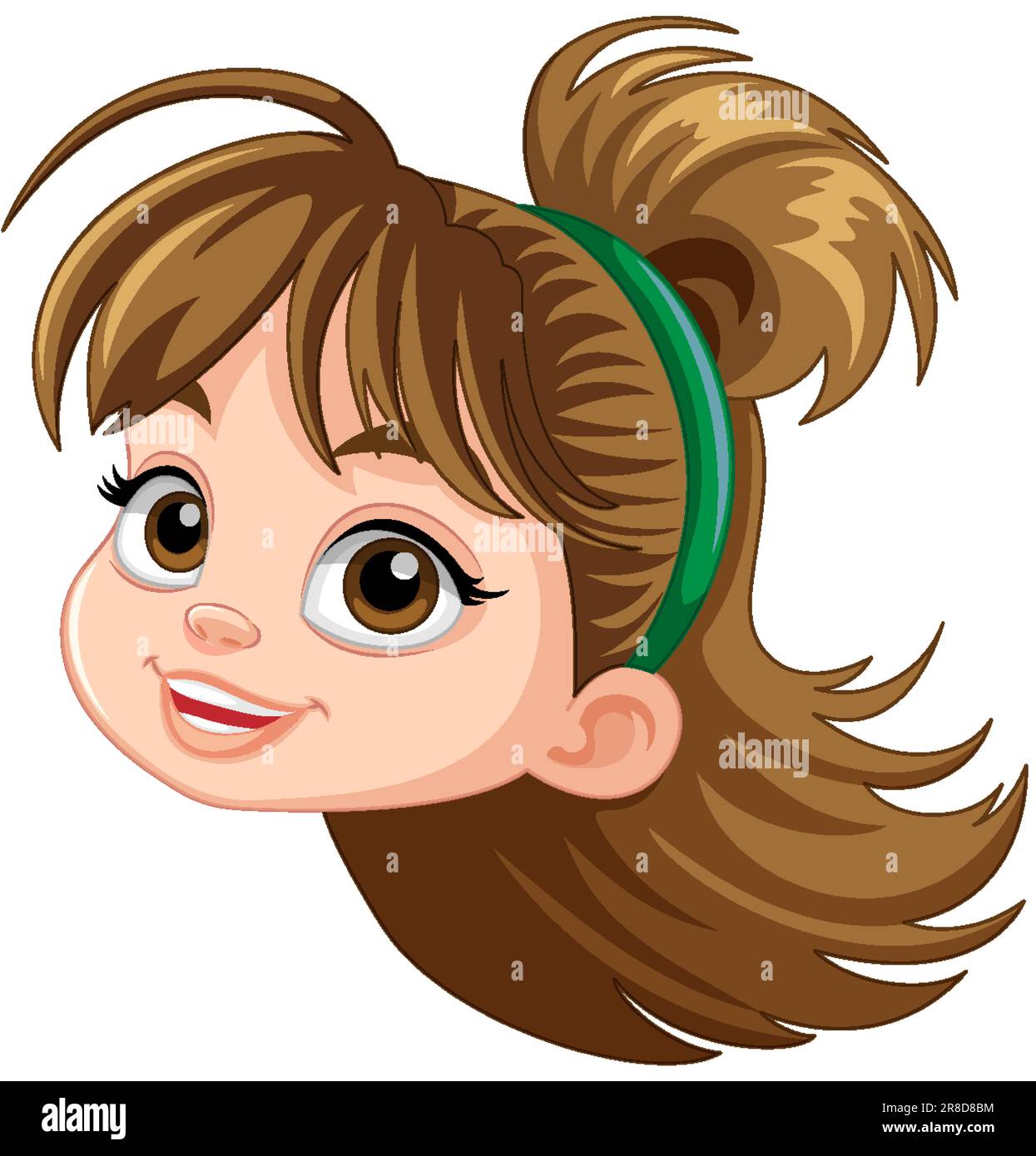 Girl With Brown Hair Cartoon Face Illustration Stock Vector Image And Art Alamy