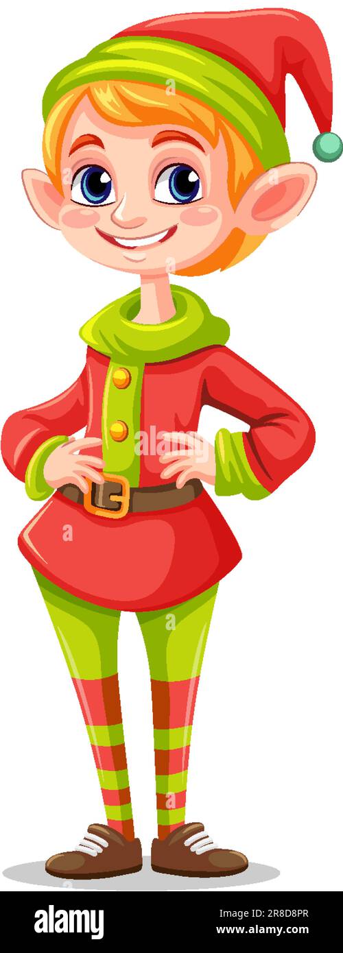 Elf girl cartoon Christmas character illustration Stock Vector Image ...