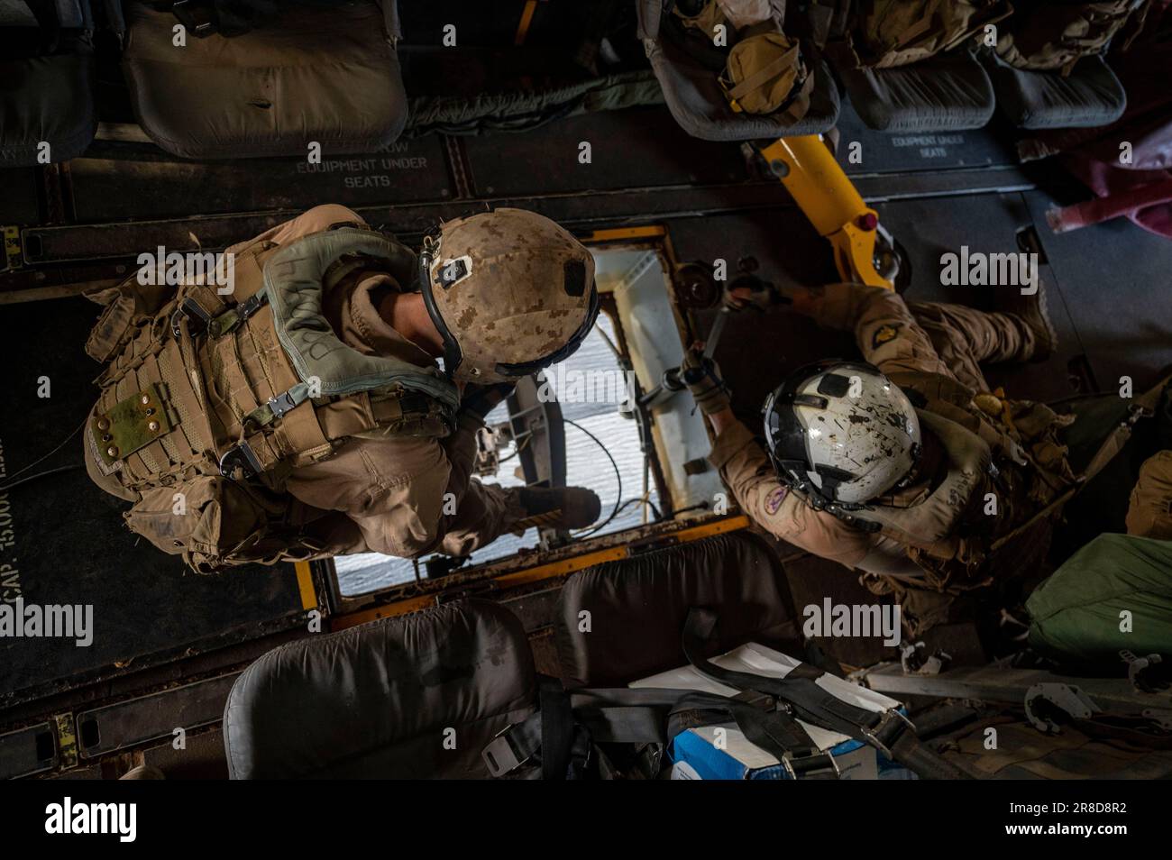 U.S. Marine crew chiefs assigned to Marine Medium Tiltrotor Squadron ...