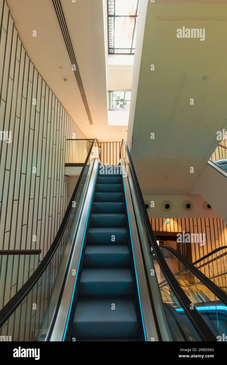 England, London, Knightsbridge, Harrods, Modern Escalator Stock Photo ...