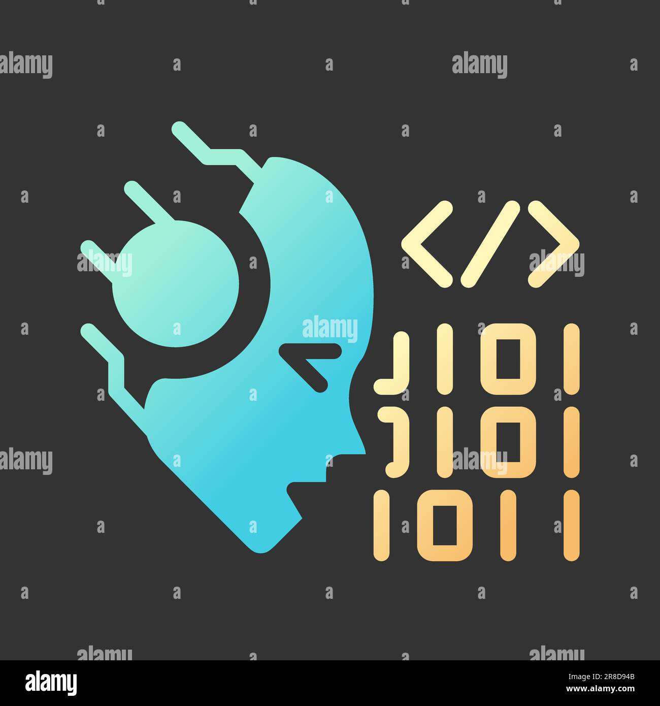 AI codes gradient glyph icon with lineart for dark theme Stock Vector ...