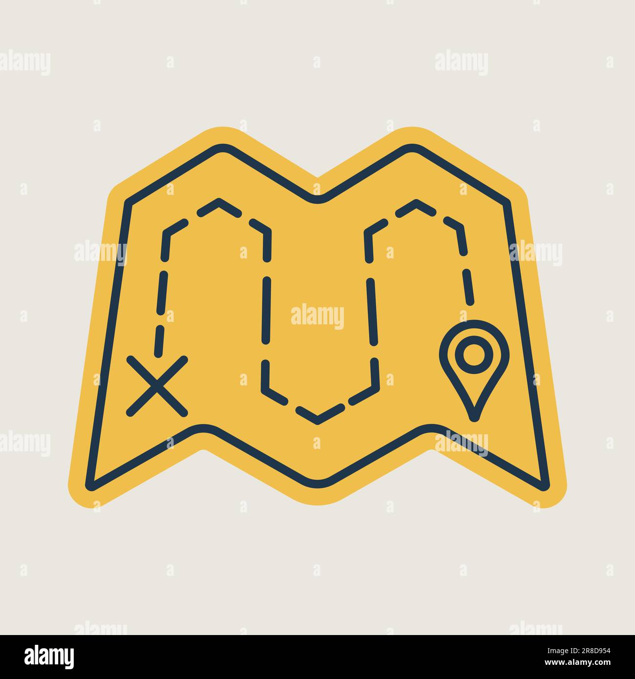 Map with route vector icon. Navigation sign. Graph symbol for travel and tourism web site and ...