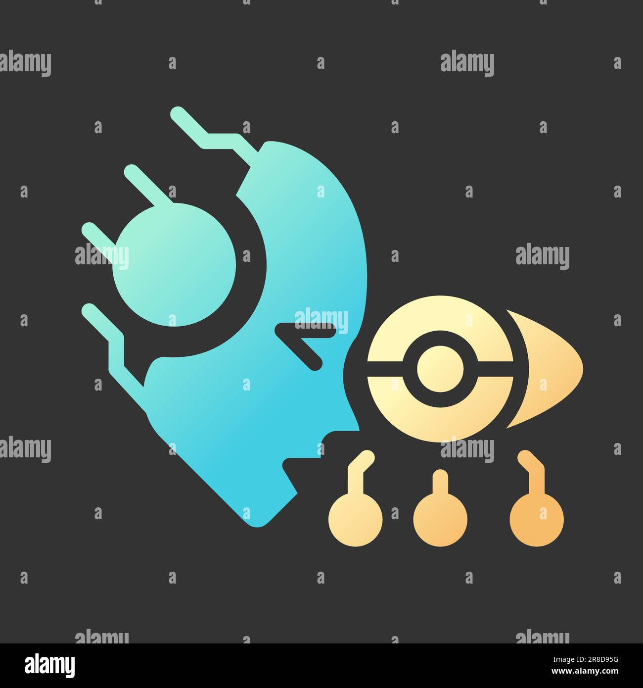 AI see gradient glyph icon with lineart for dark theme Stock Vector ...