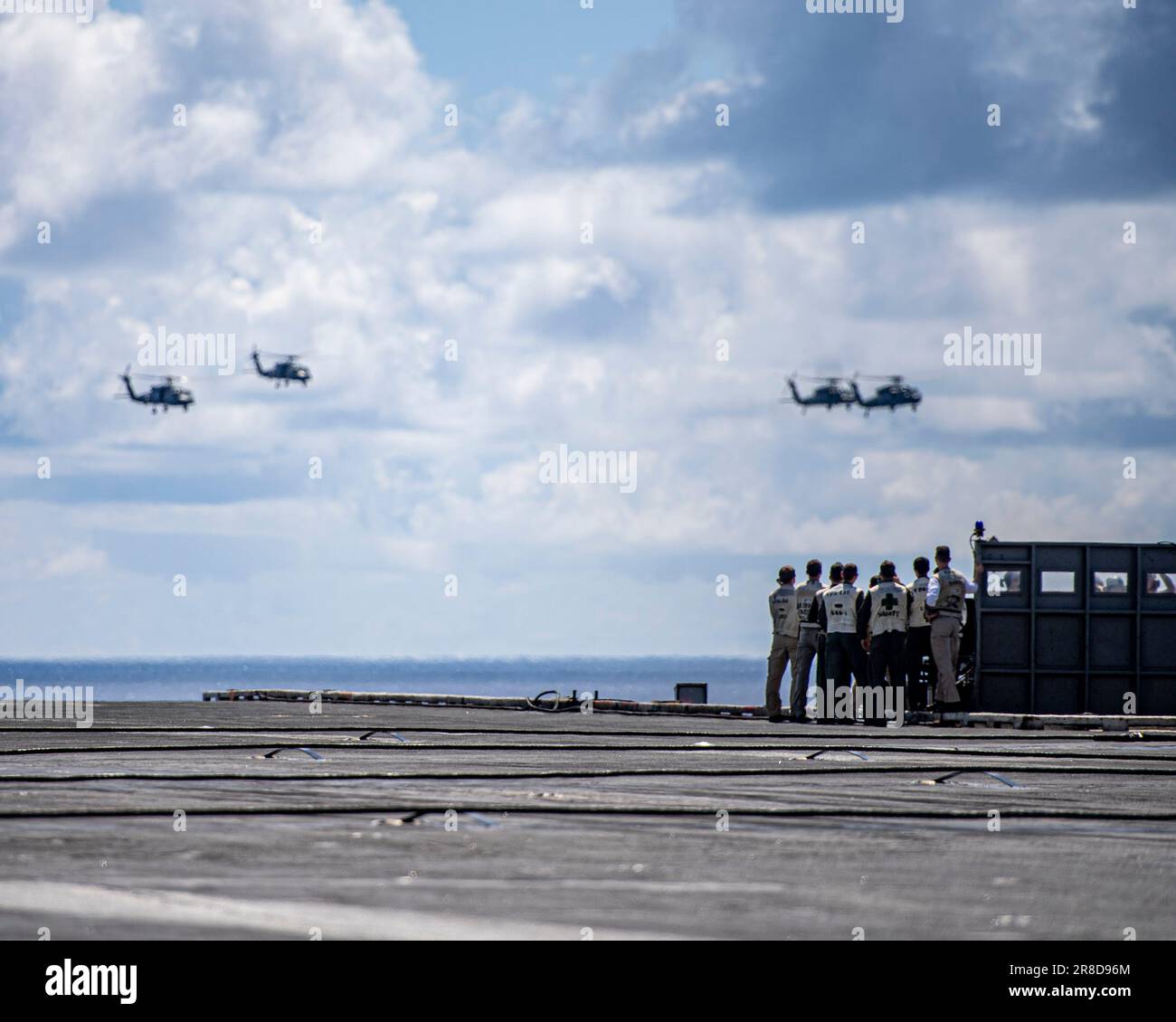 230618-N-XK462-1461 PACIFIC OCEAN (June 18, 2023) U.S. Navy Sailors observe flight operations ...