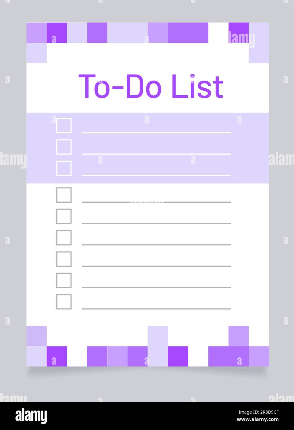 To do list with checkboxes purple worksheet design template Stock ...