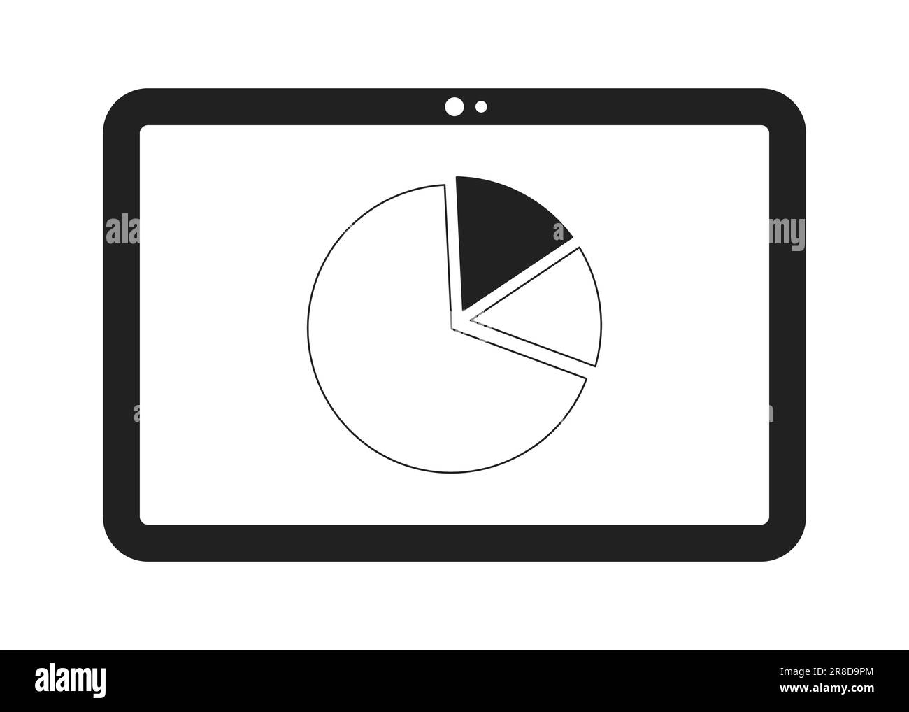 Tablet computer with circle diagram monochrome flat vector object Stock ...