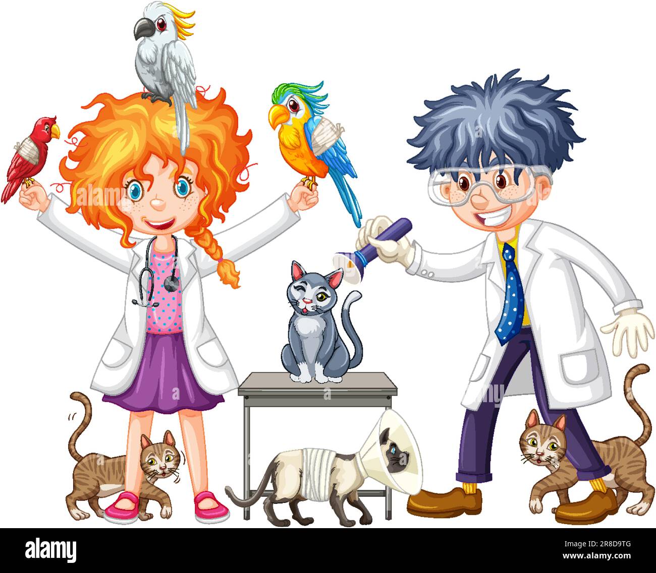 Friendly Veterinarian with Pet Animal Vector illustration Stock Vector ...