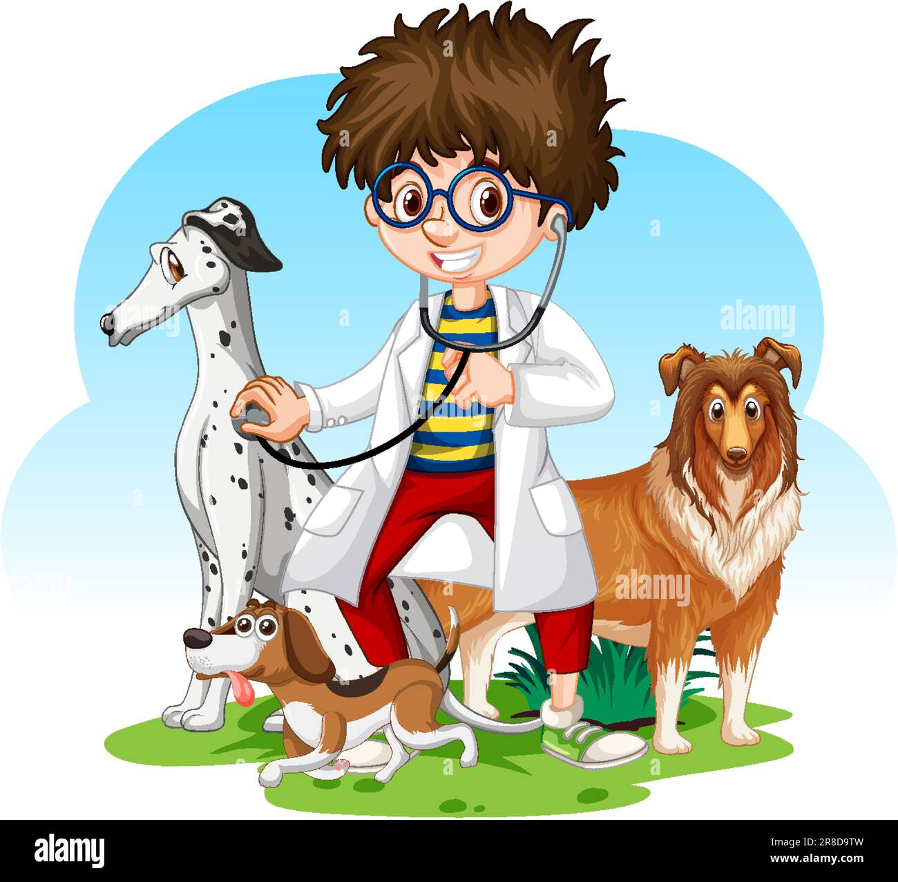 Friendly Veterinarian with Pet Animal Vector illustration Stock Vector ...