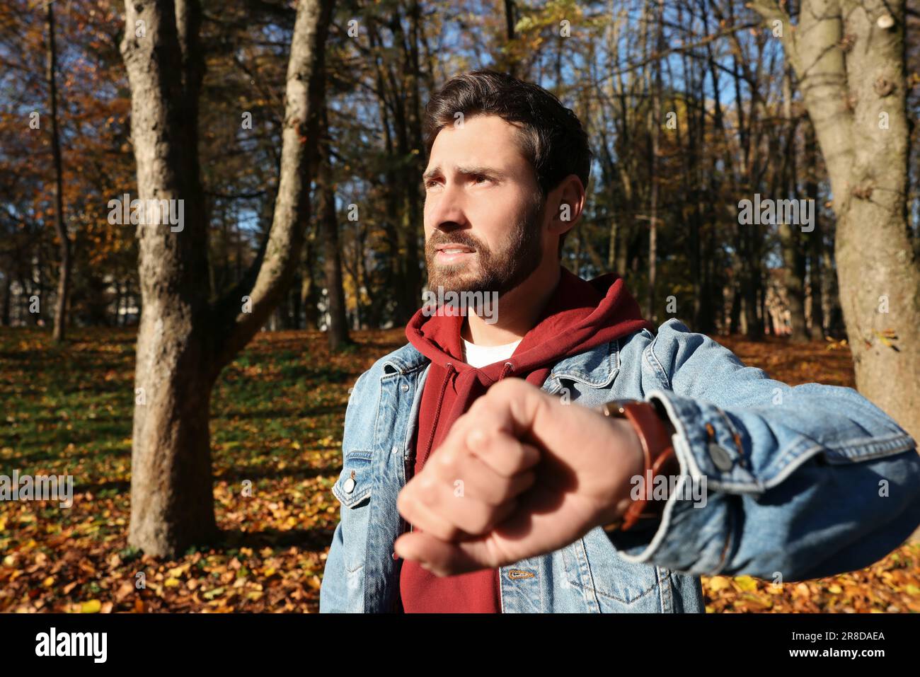Person time worry wristwatch hi-res stock photography and images - Alamy