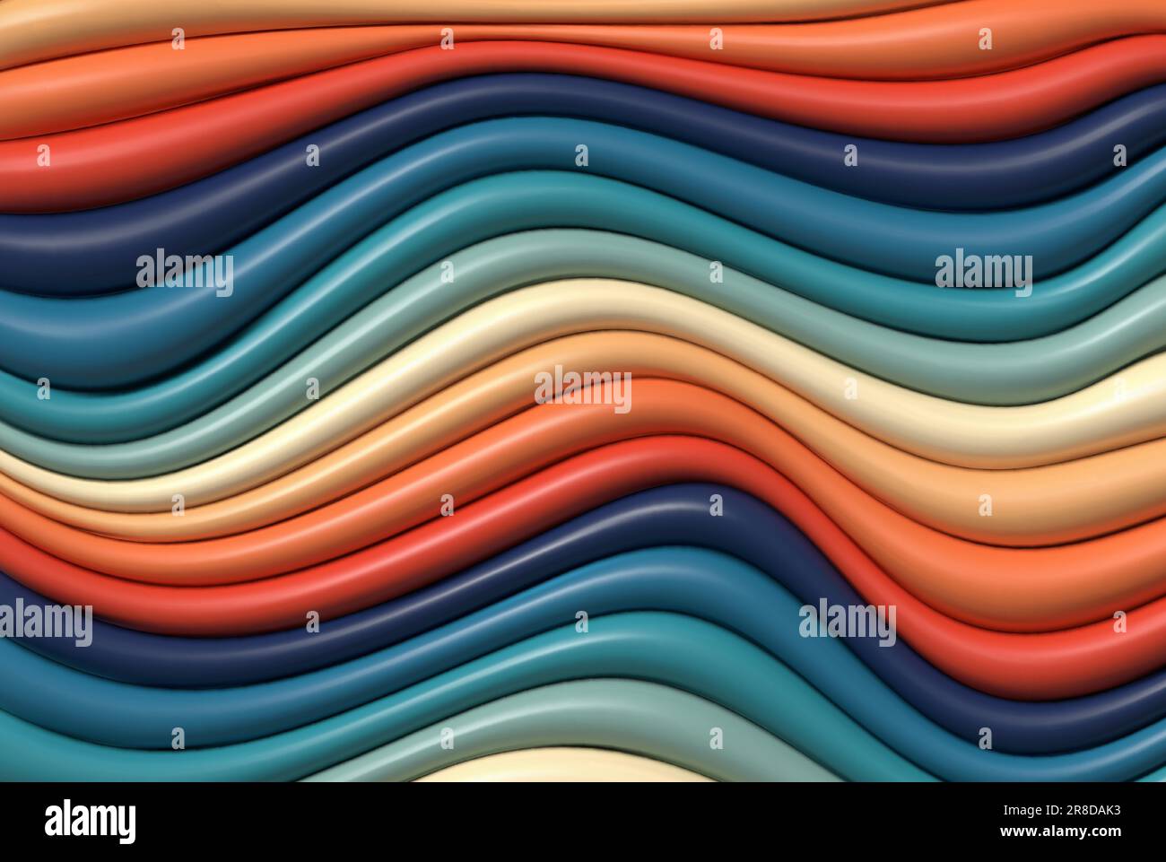 Modern abstract multicolored 3D wavy background. Horizontal lines or ...