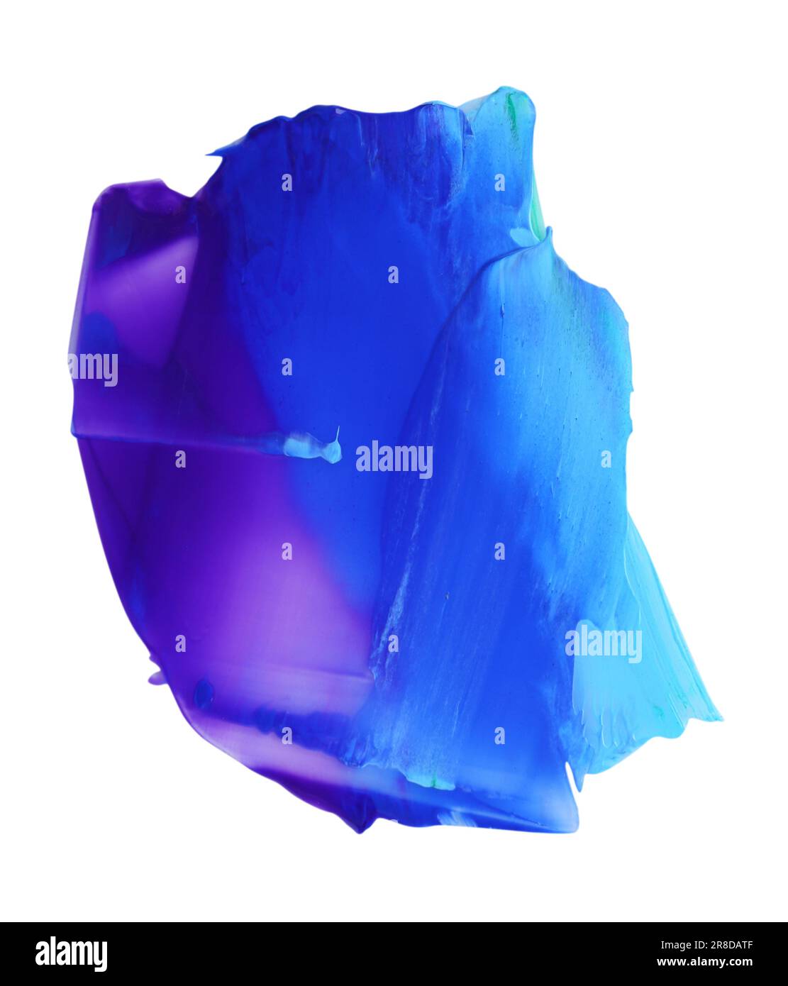 Light blue and purple paint samples on white background, top view Stock ...