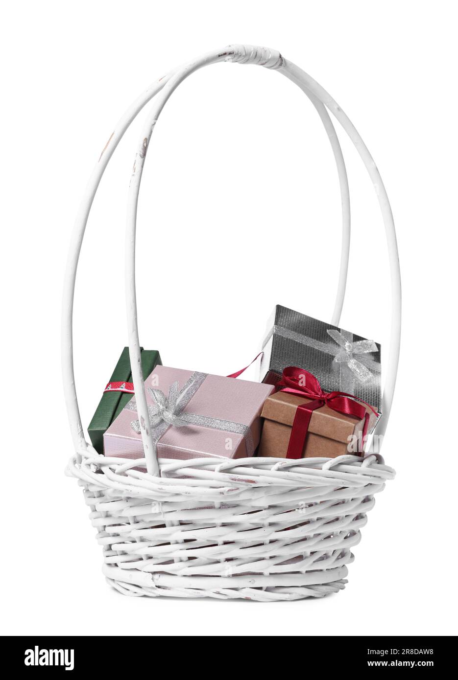 Wicker basket gift boxes hi-res stock photography and images - Alamy