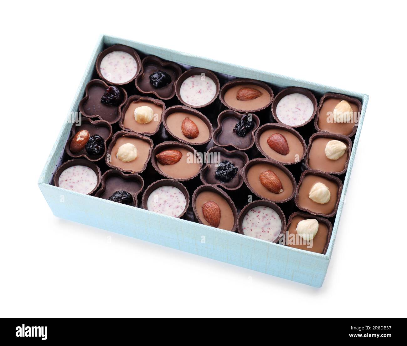 Box of delicious chocolate candies isolated on white Stock Photo - Alamy