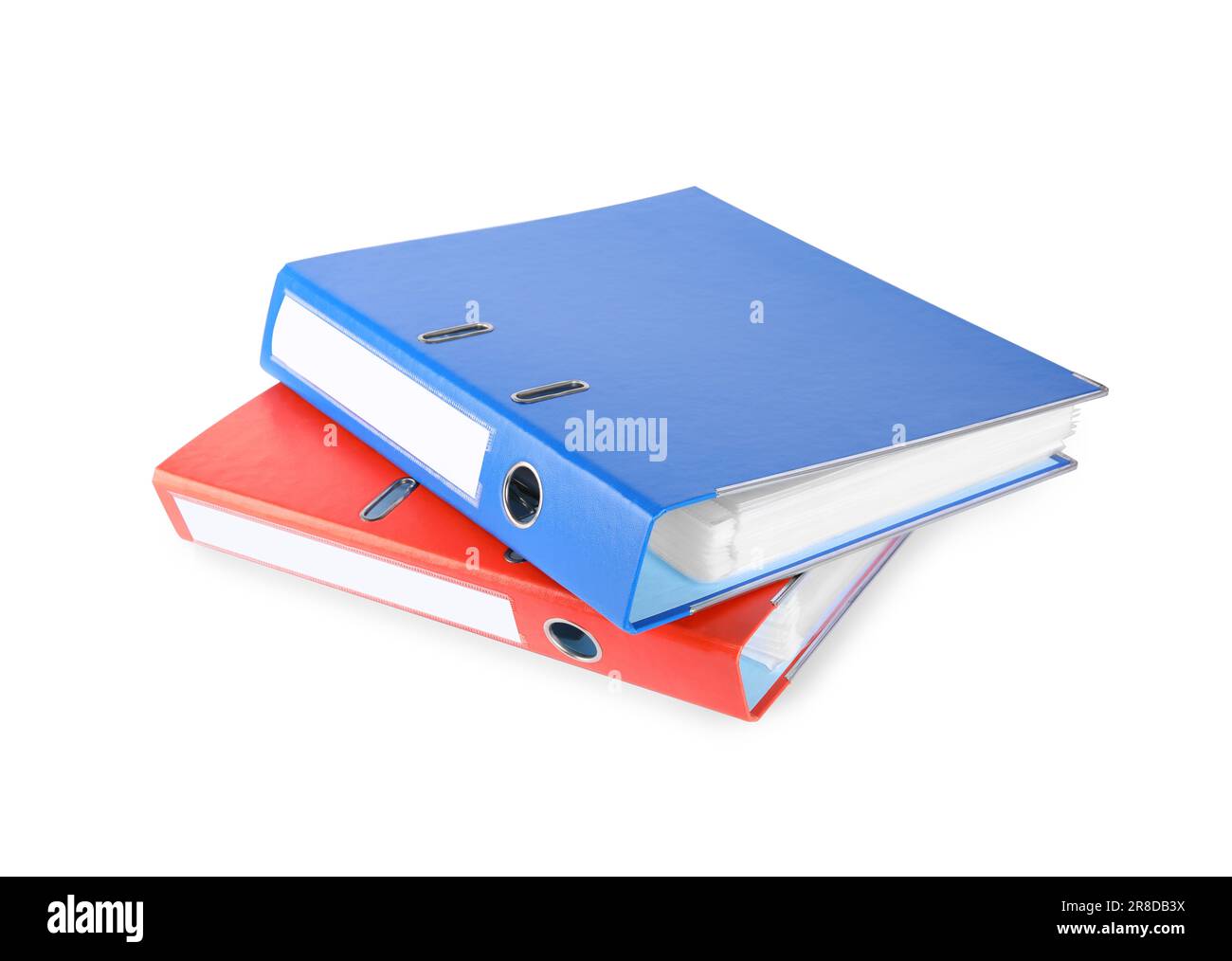 Red and blue office folders isolated on white Stock Photo - Alamy