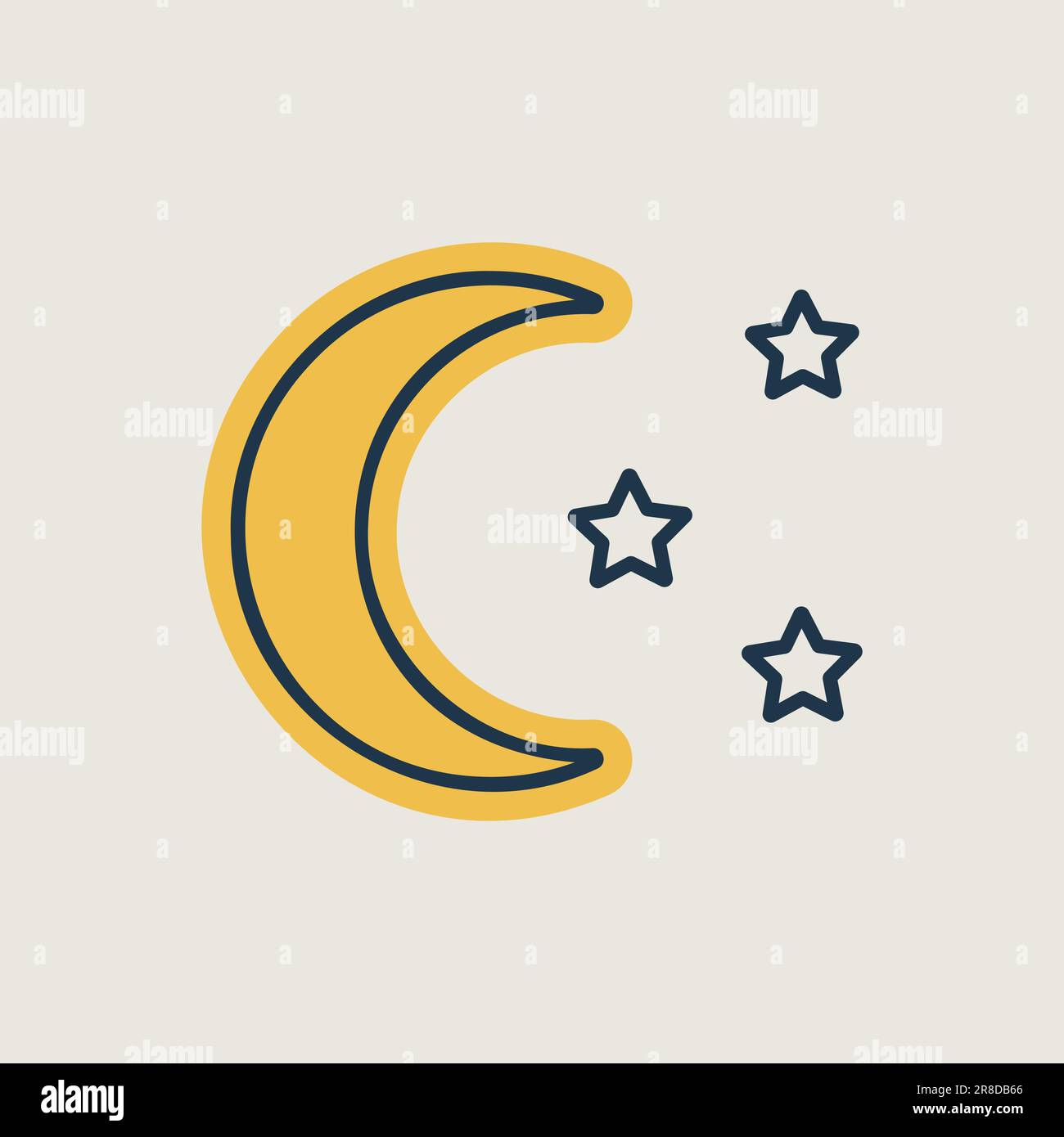 Moon and star vector isolated icon. Camping and Hiking sign. Graph ...