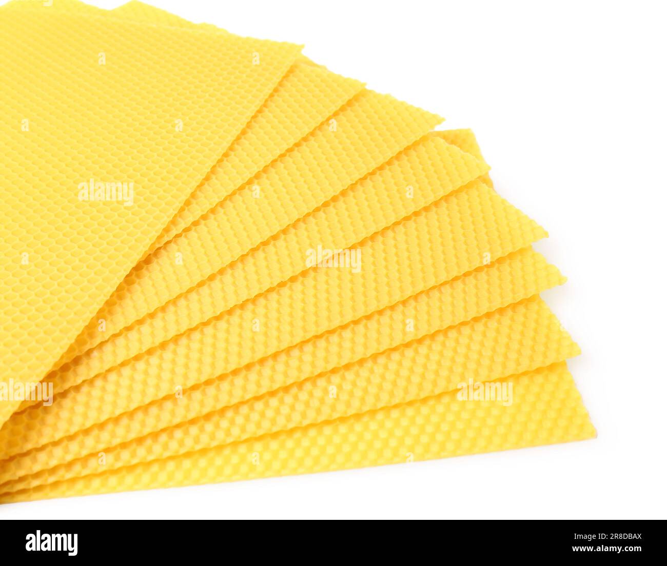 Natural organic beeswax sheets on white background Stock Photo - Alamy