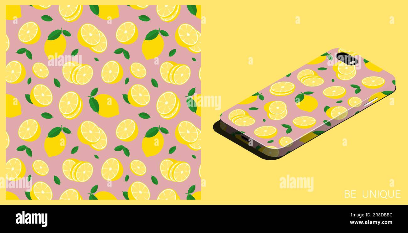 Modern smartphone in unique case decorated seamless pattern with whole ...