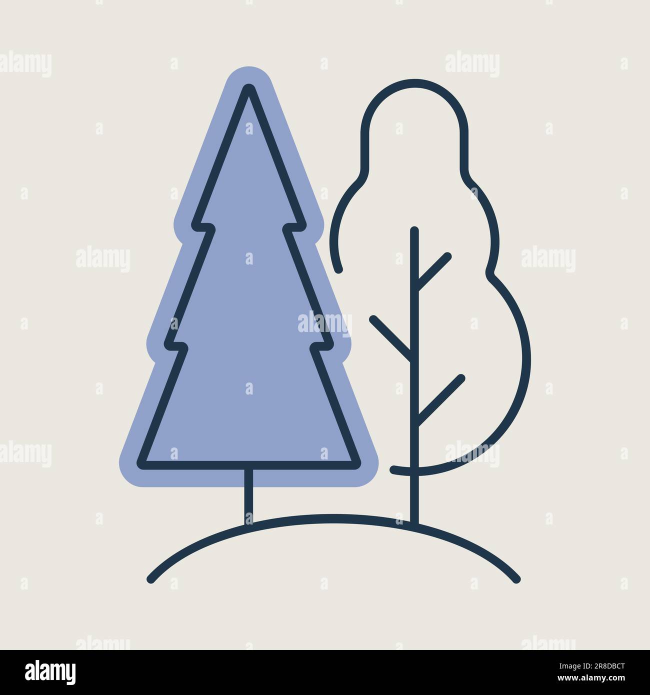 Deciduous and conifer forest vector isolated icon. Nature sign. Graph ...