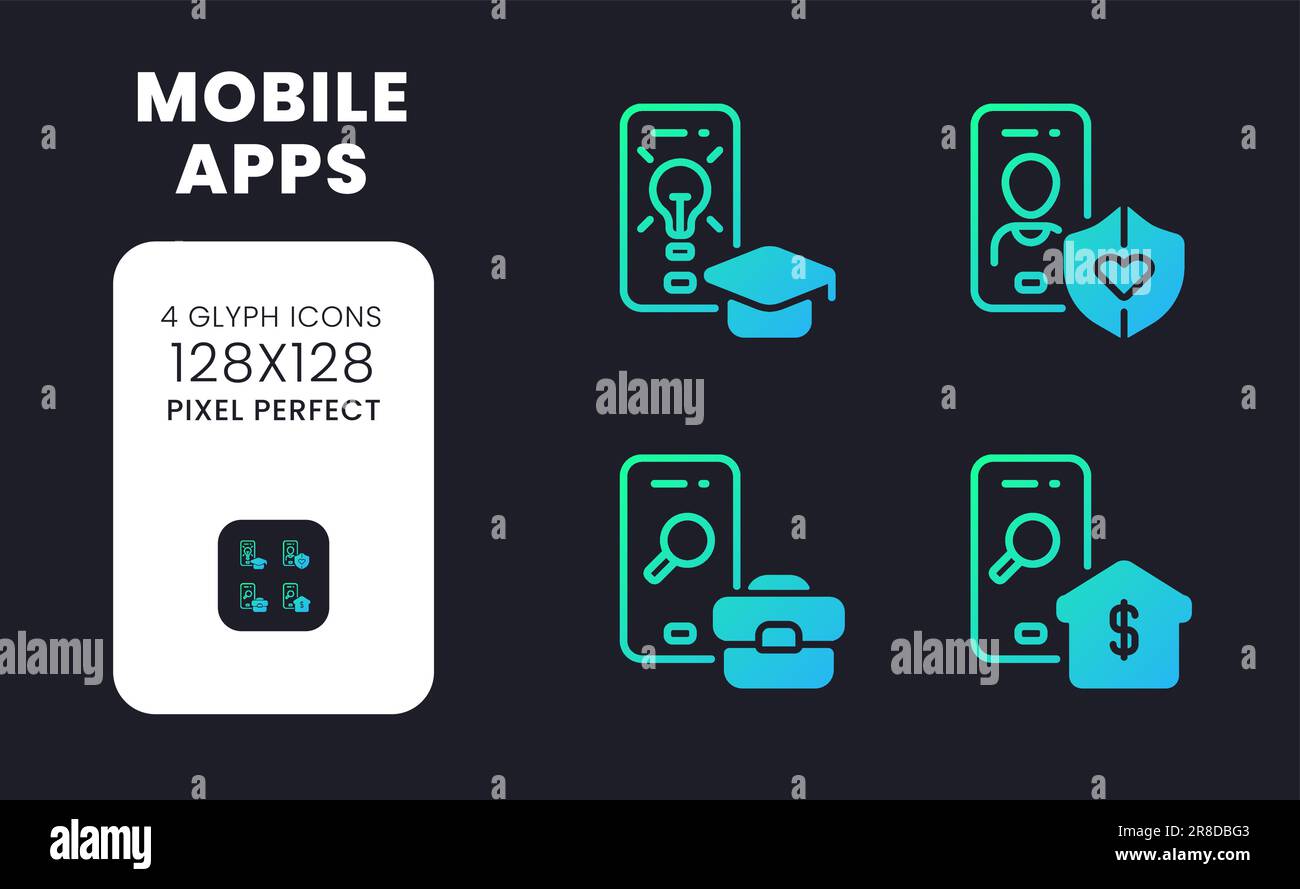 Mobile apps blue solid gradient desktop icons Stock Vector Image & Art ...