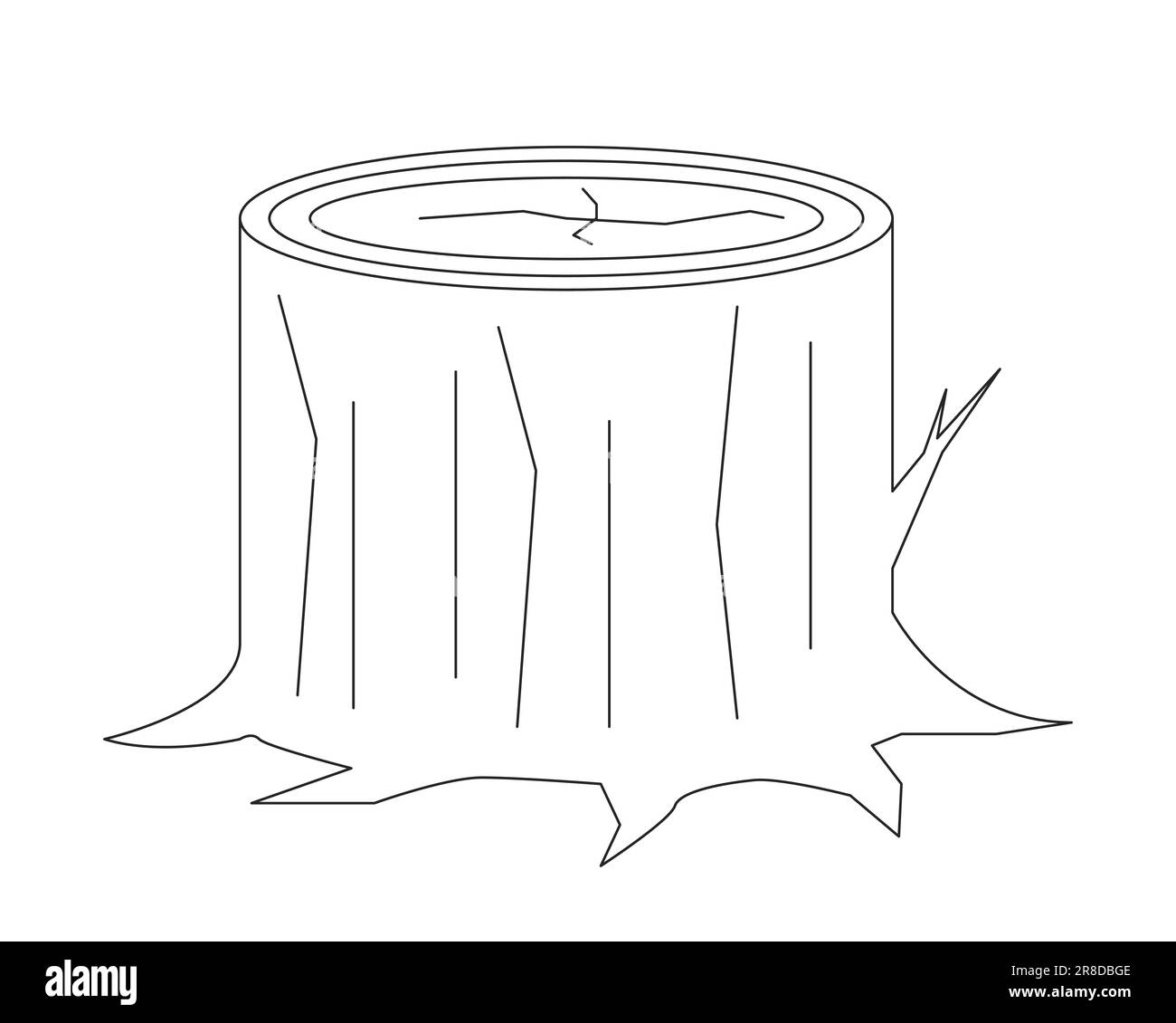 Tree stump in forest flat monochrome isolated vector object Stock ...
