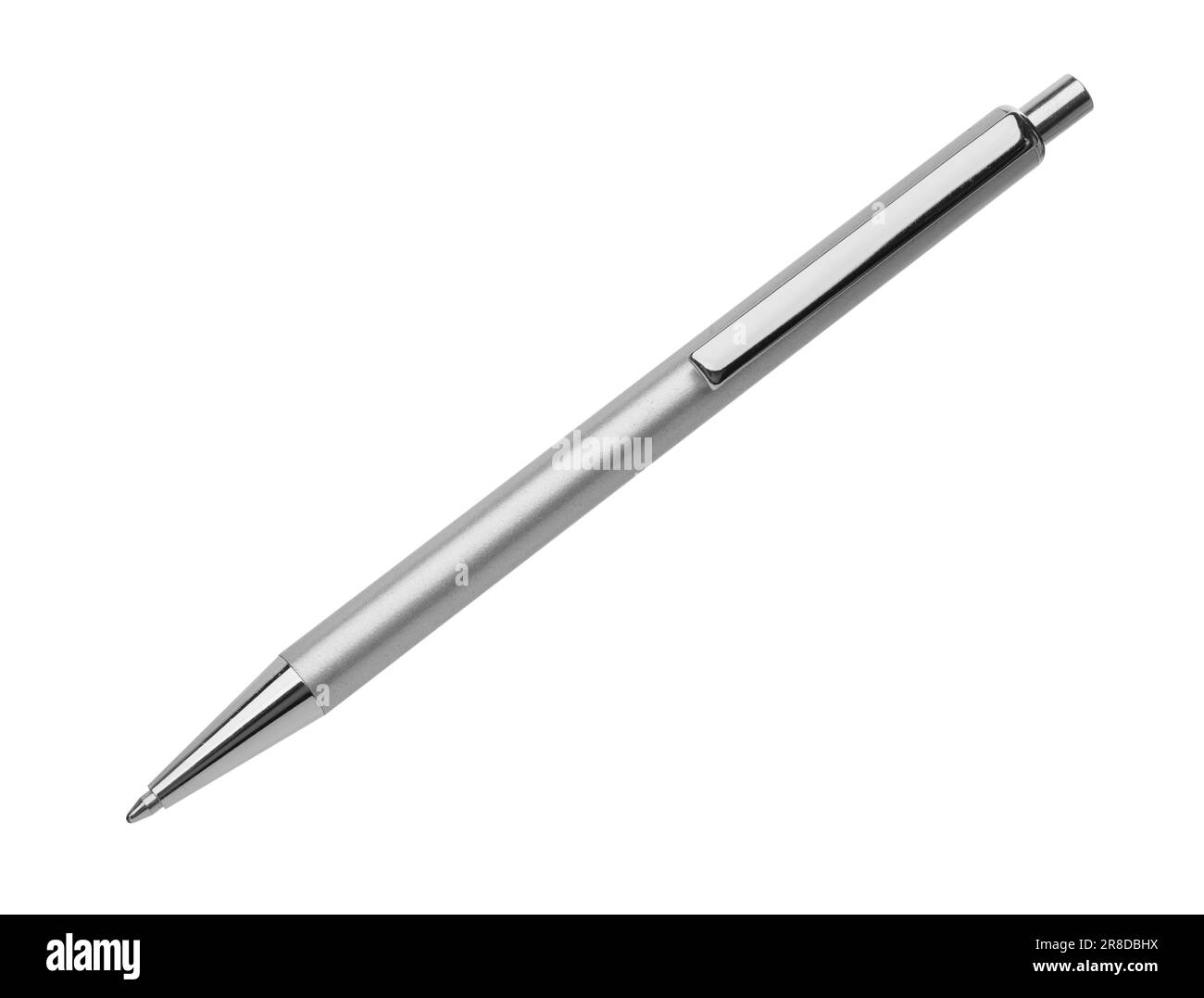 New stylish silver pen isolated on white Stock Photo - Alamy