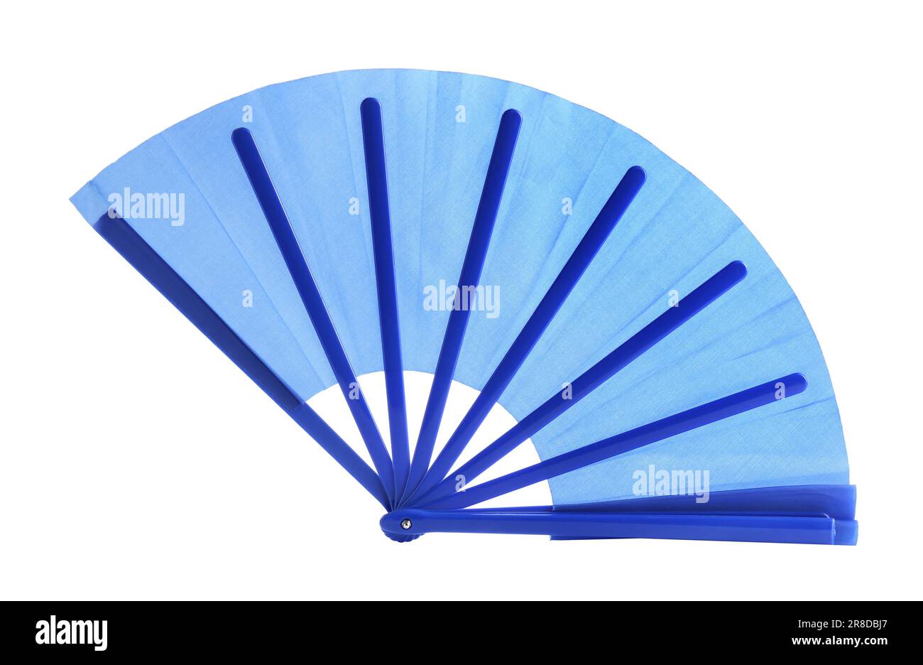 Bright light blue hand fan isolated on white Stock Photo - Alamy