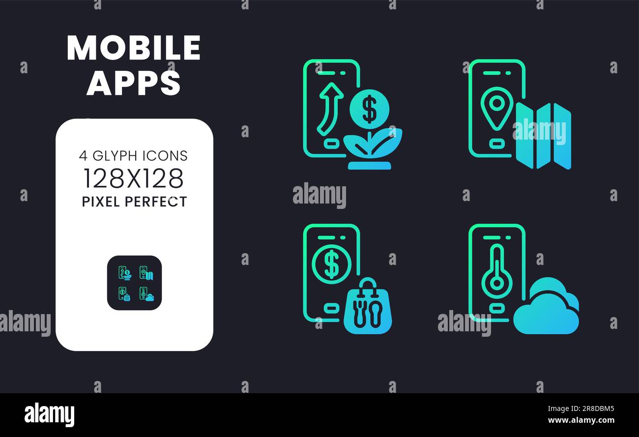 Mobile apps blue solid gradient desktop icons Stock Vector Image & Art - Alamy