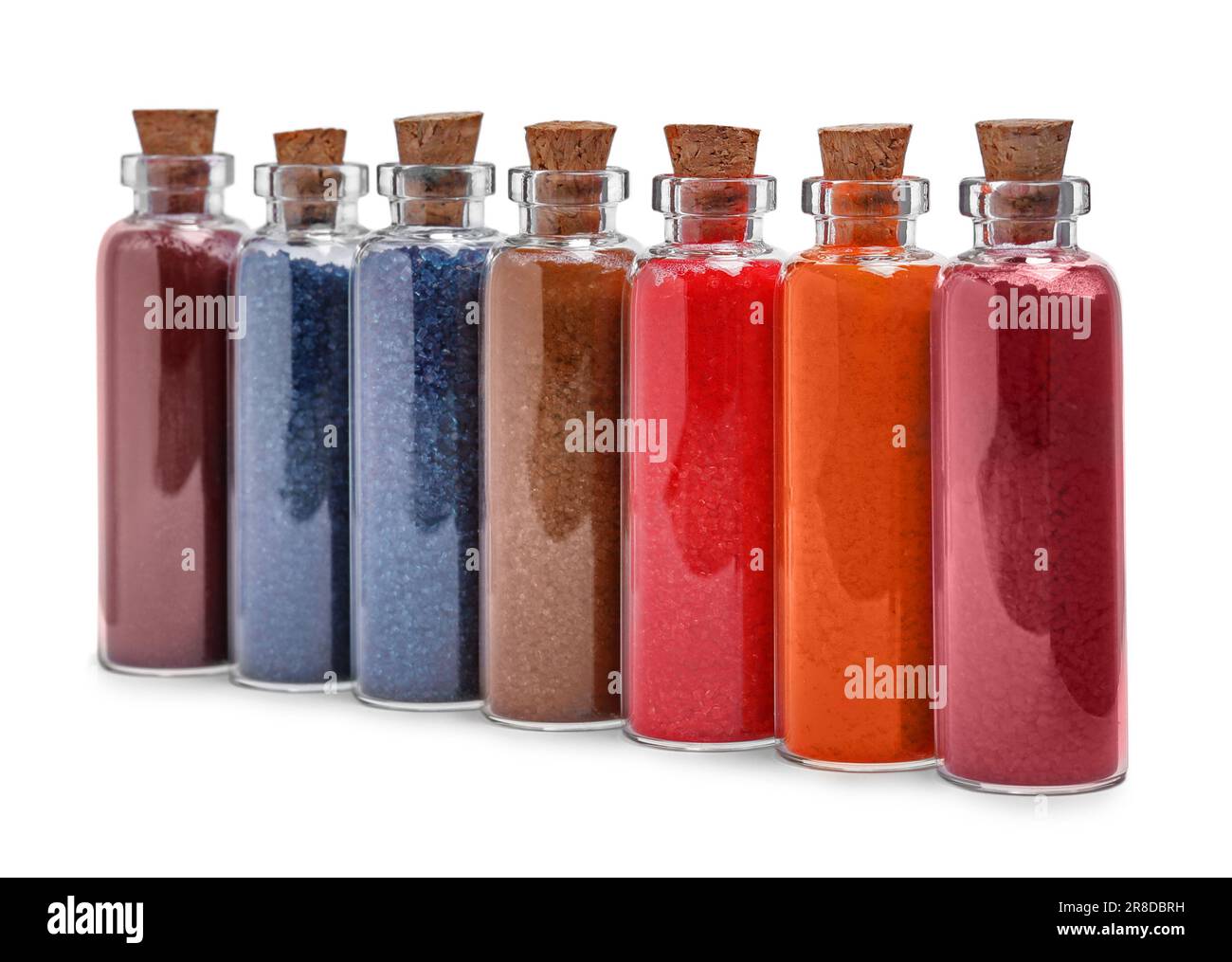 Glass bottles of different food coloring isolated on white Stock Photo ...