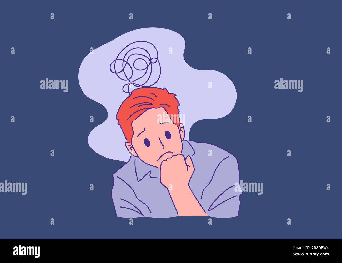 worried man insecure feeling,stressful and depressed in prop up pose ...