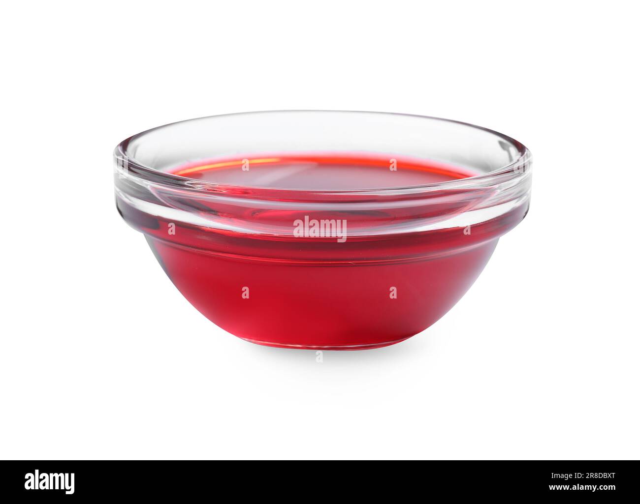 Glass bowl with red food coloring isolated on white Stock Photo - Alamy