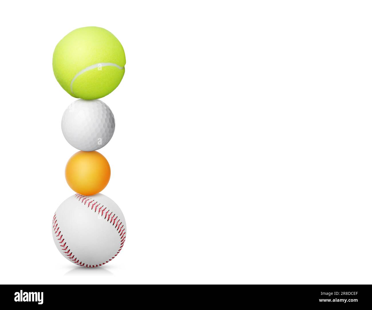 Stack of different sport balls on white background Stock Photo - Alamy