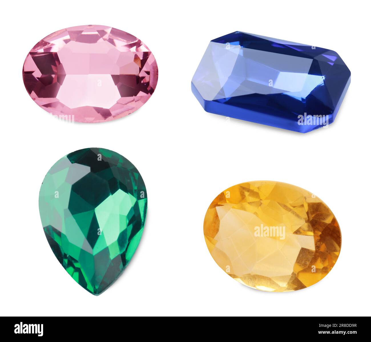 Set of beautiful gemstones on white background Stock Photo - Alamy