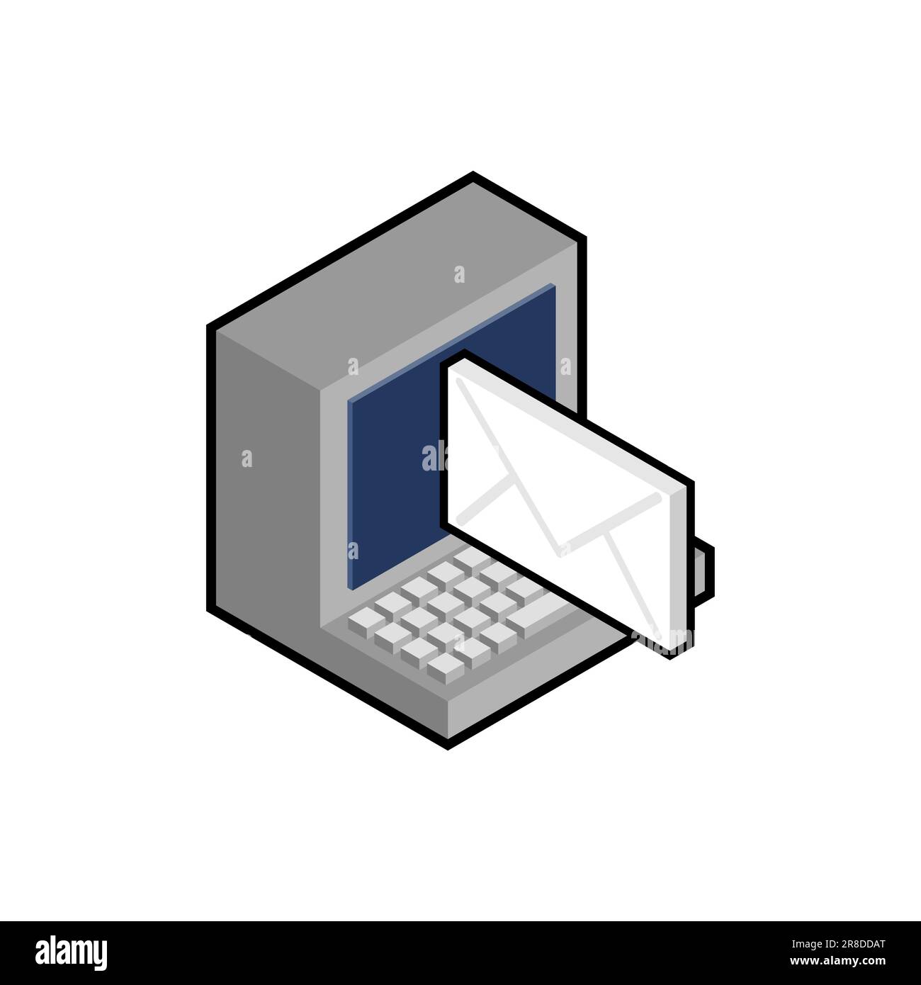 Emails and computer. Letters are flying out of the laptop. The concept ...