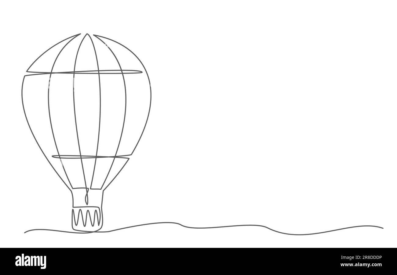 Hot air balloon One line drawing on white background Stock Vector Image ...