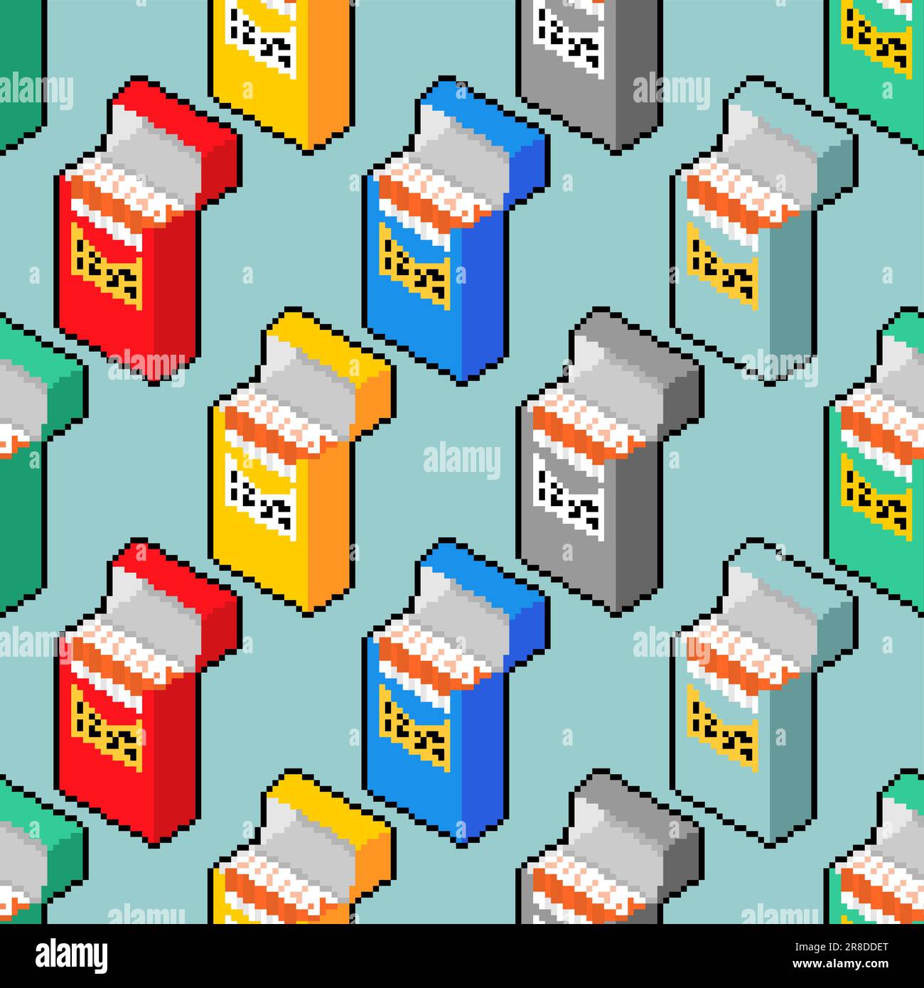 Pack of cigarettes pixel art pattern seamless. 8 bit pixelated ...