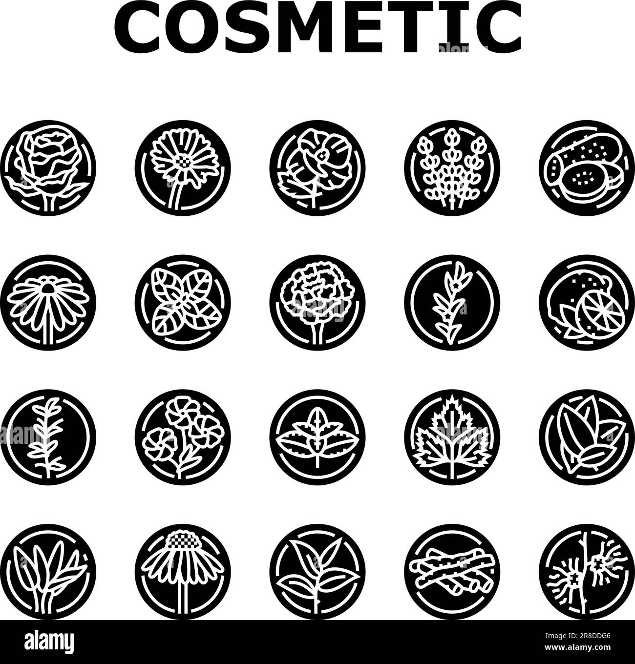 plant natural cosmetic green icons set vector Stock Vector Image & Art ...