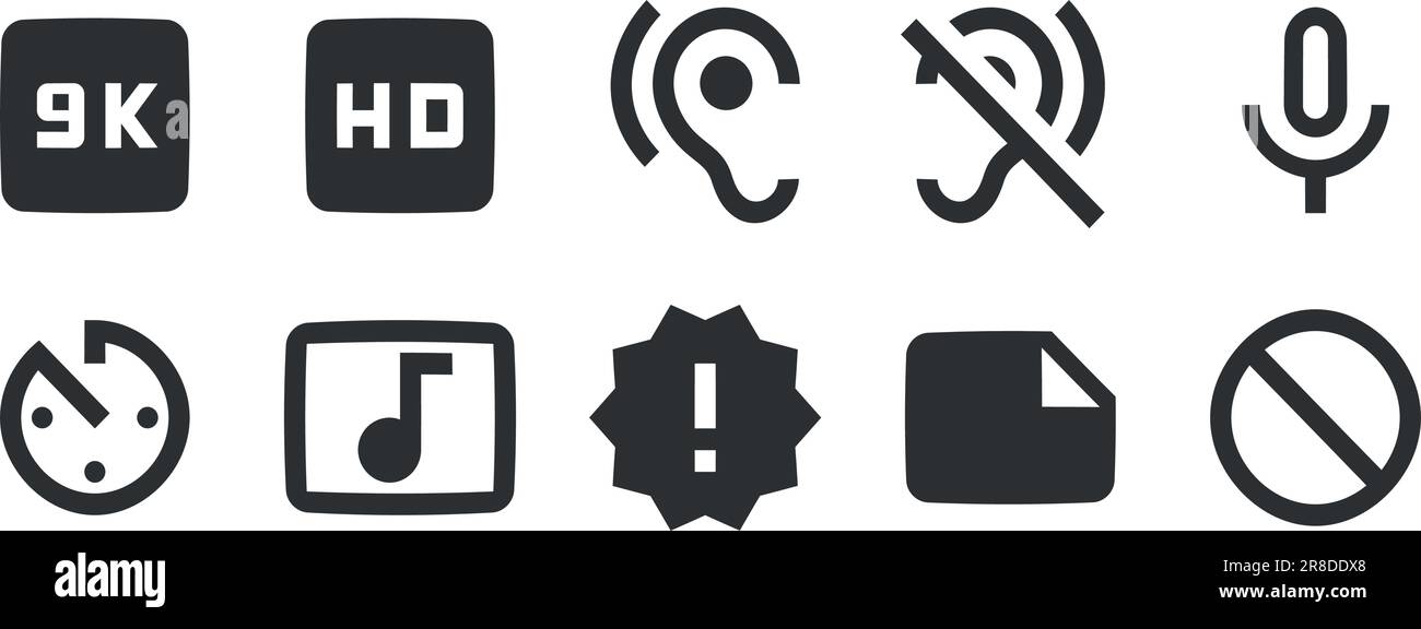 Set of 10 icons Audio and Video. Vector illustration of thin line icons ...