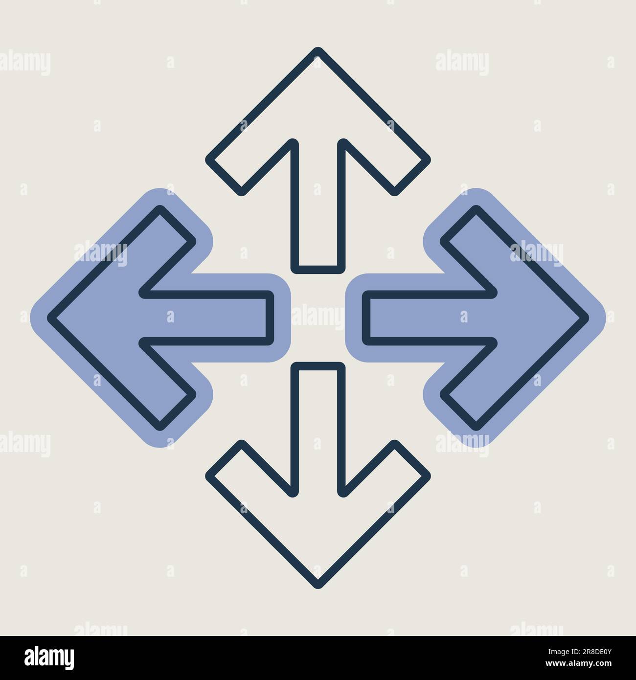 Four arrows pointing from the center vector icon. Navigation sign ...