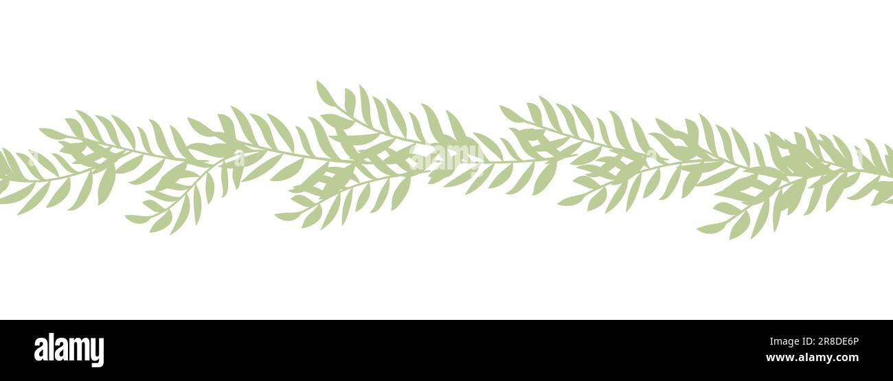 Leaves decorative, algae horizontal border seamless pattern Stock ...