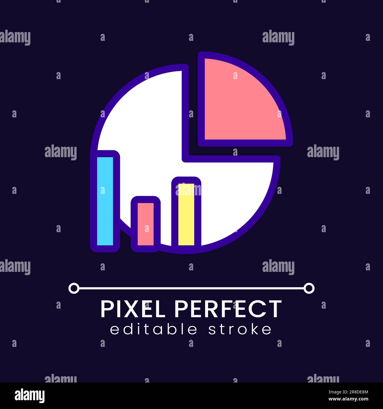 Pie chart pixel perfect RGB color icon for dark theme Stock Vector ...