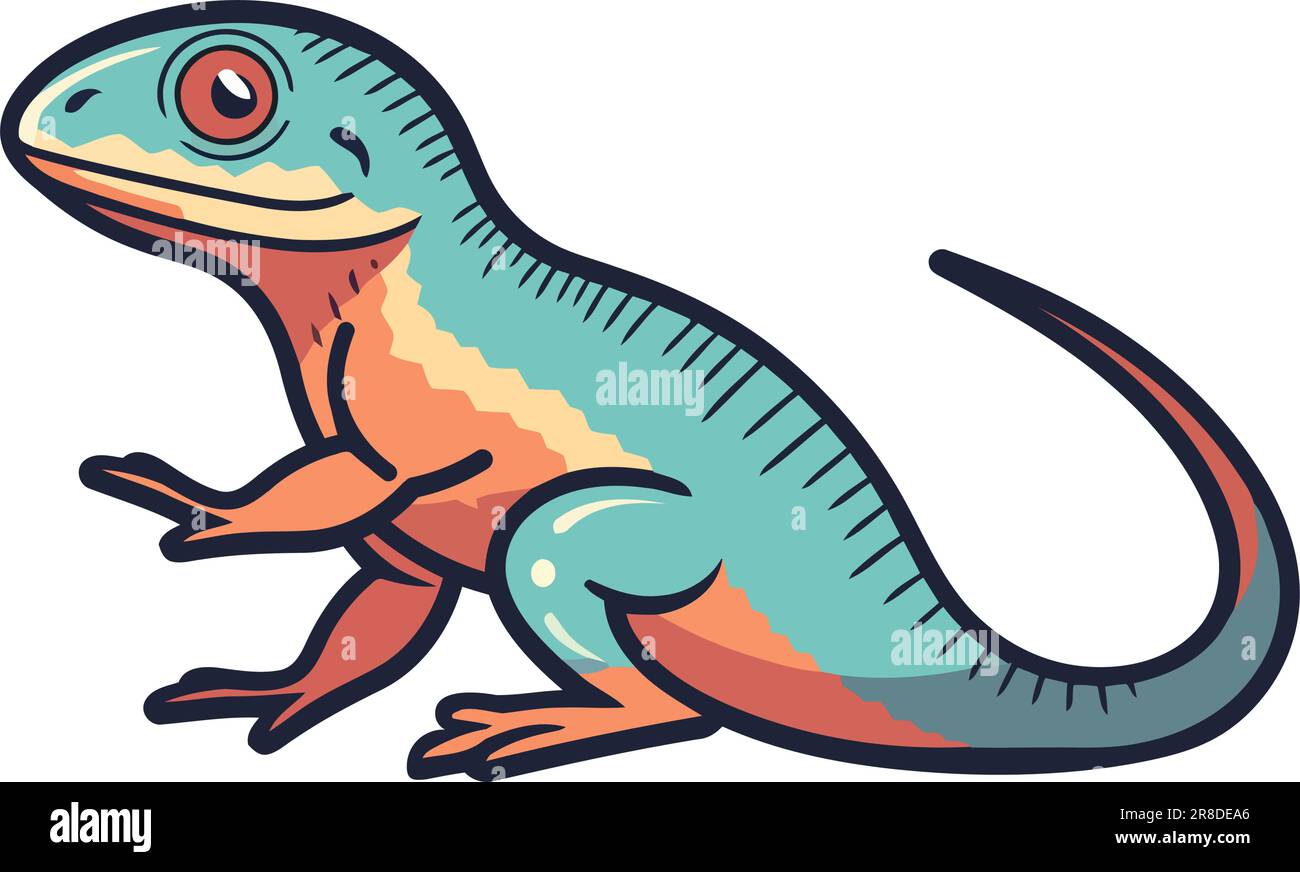 Cute gecko mascot with blue tail isolated vector Stock Vector Image ...