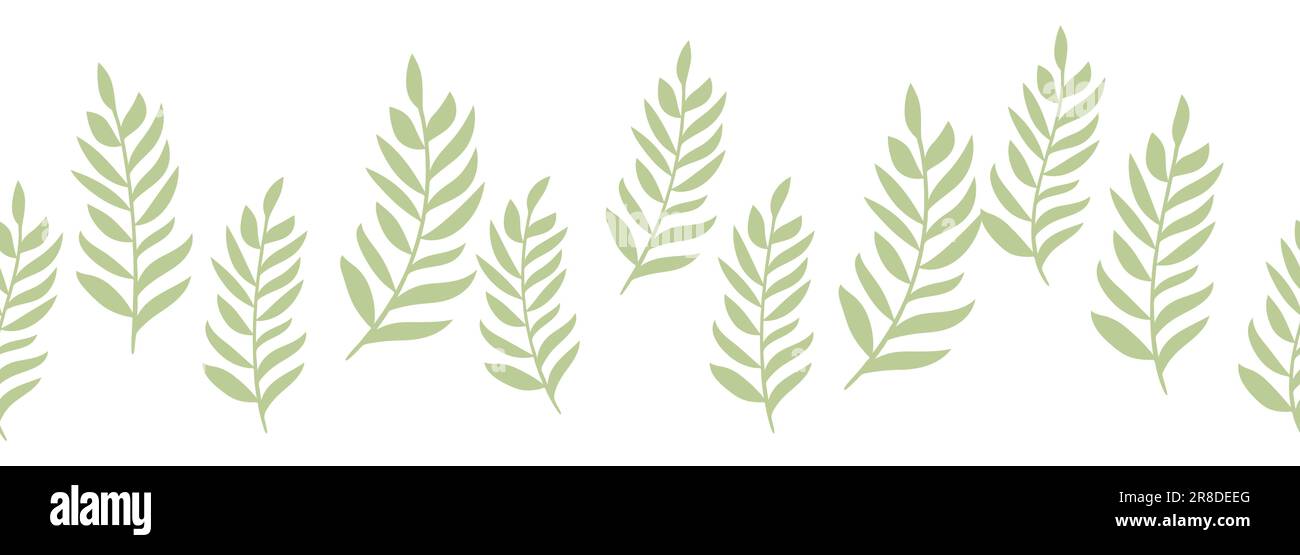 Leaves decorative, algae horizontal border seamless pattern Stock ...