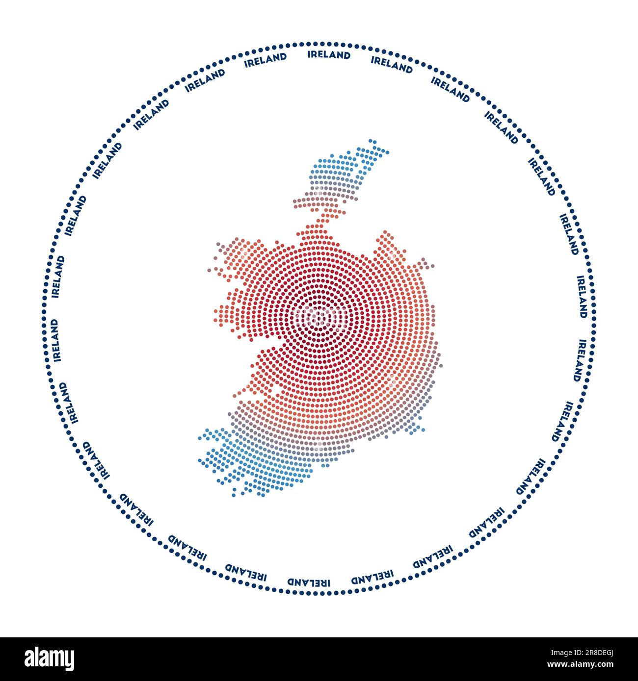 Ireland round logo. Digital style shape of Ireland in dotted circle ...