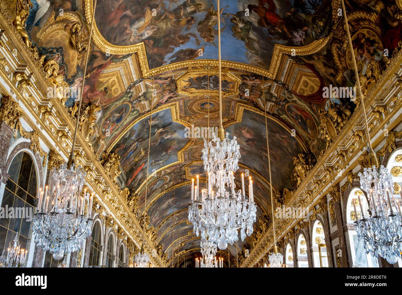 Colourful Ceiling Paintings In The Hall of Mirrors Inside The Palace of ...