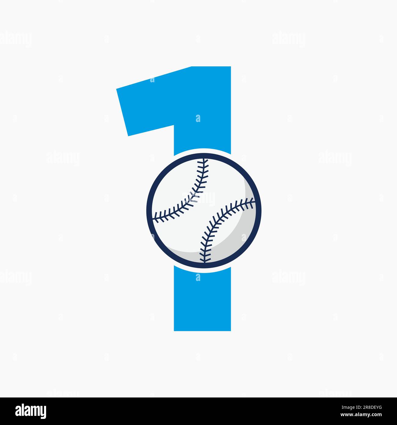 Baseball Logo On Letter 1 Vector Template Stock Vector Image & Art - Alamy