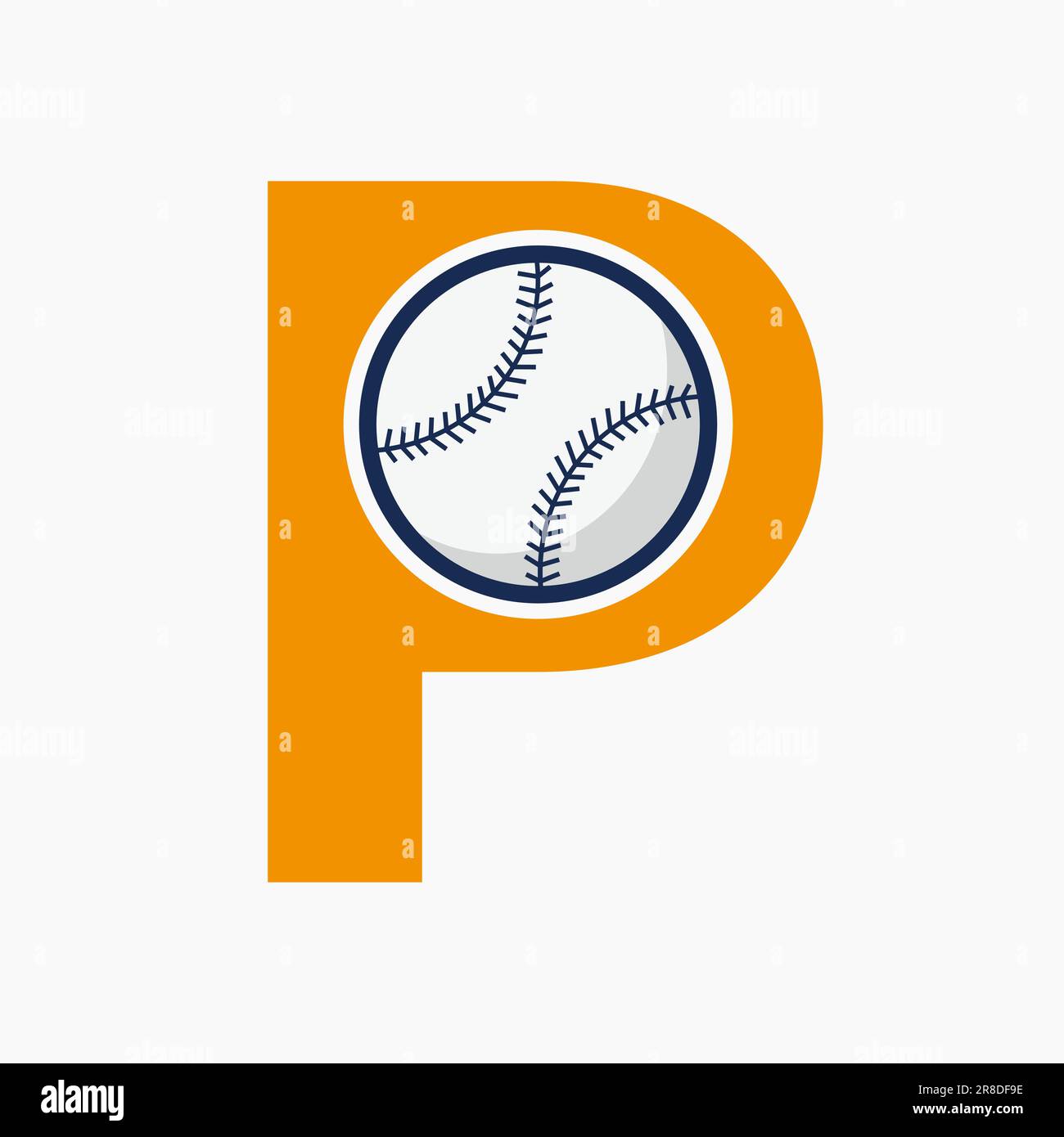 Baseball Logo On Letter P Vector Template Stock Vector Image & Art - Alamy