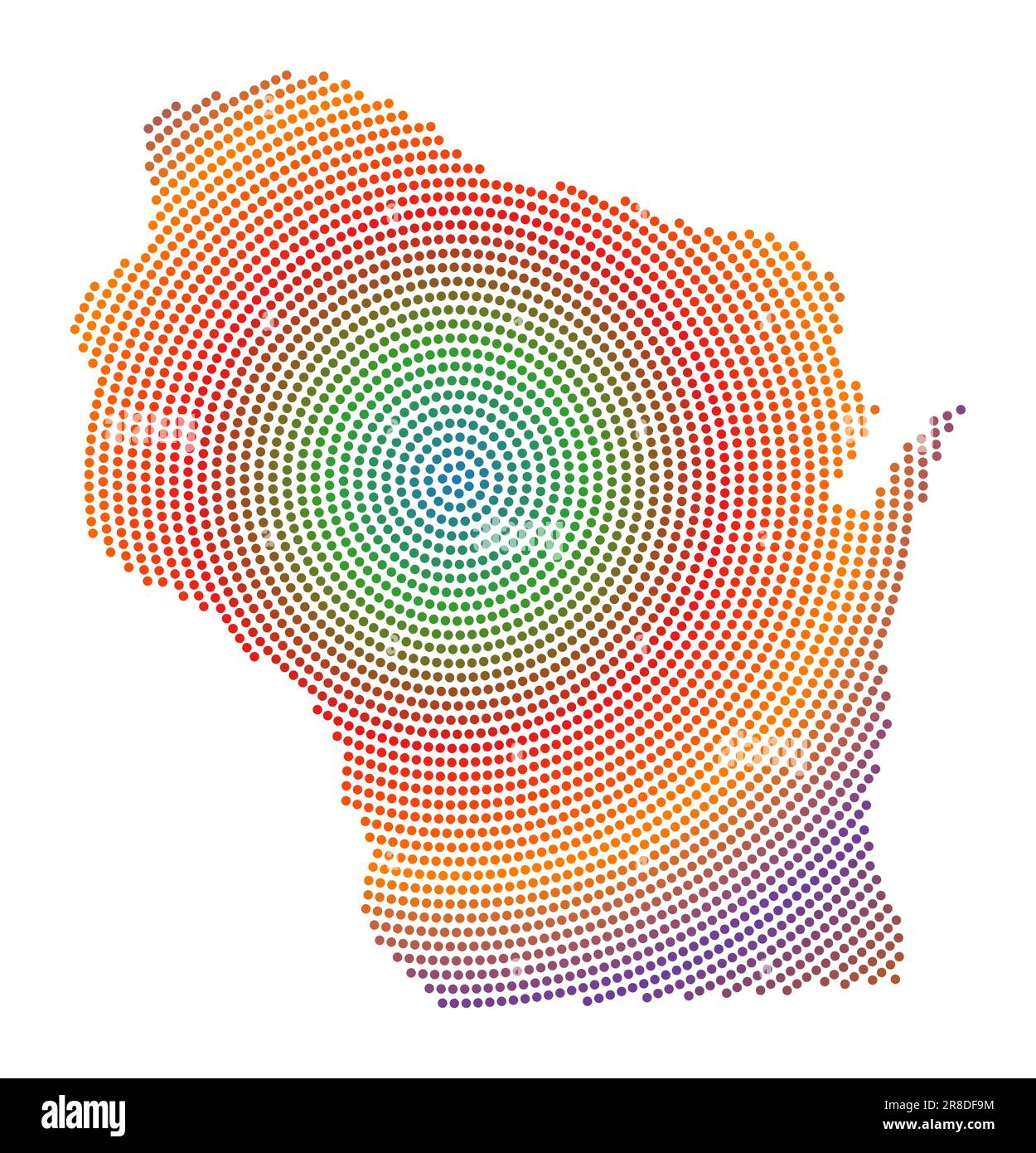 Wisconsin dotted map. Digital style shape of Wisconsin. Tech icon of ...