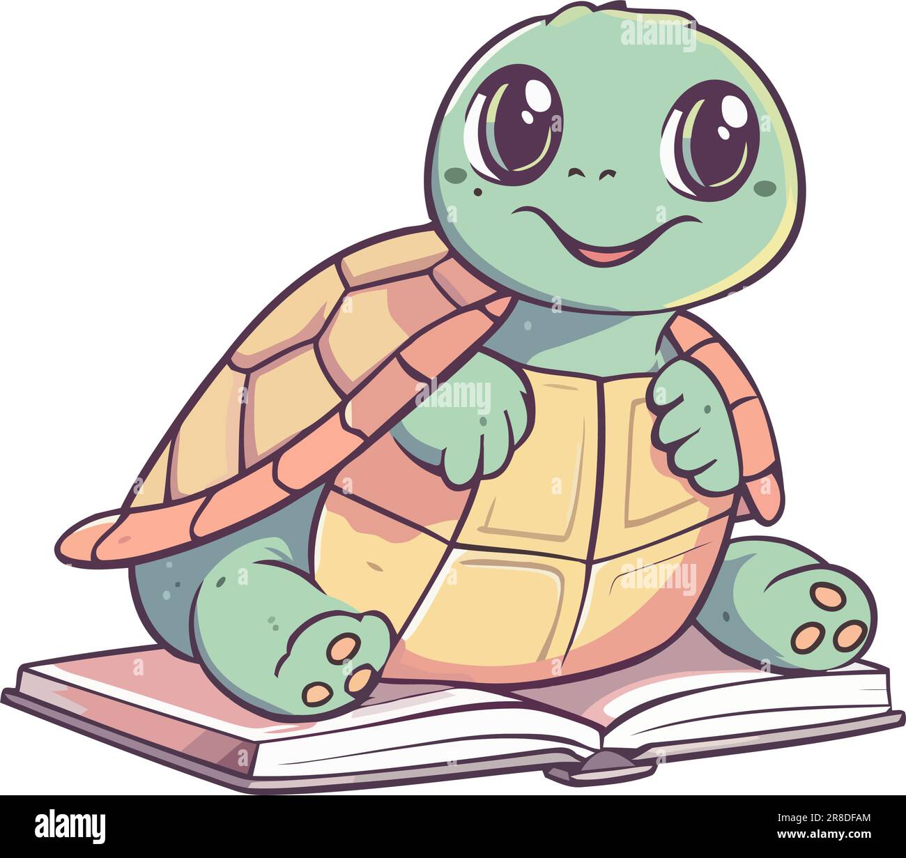 Cute cartoon turtle smiling on book Stock Vector Image & Art - Alamy
