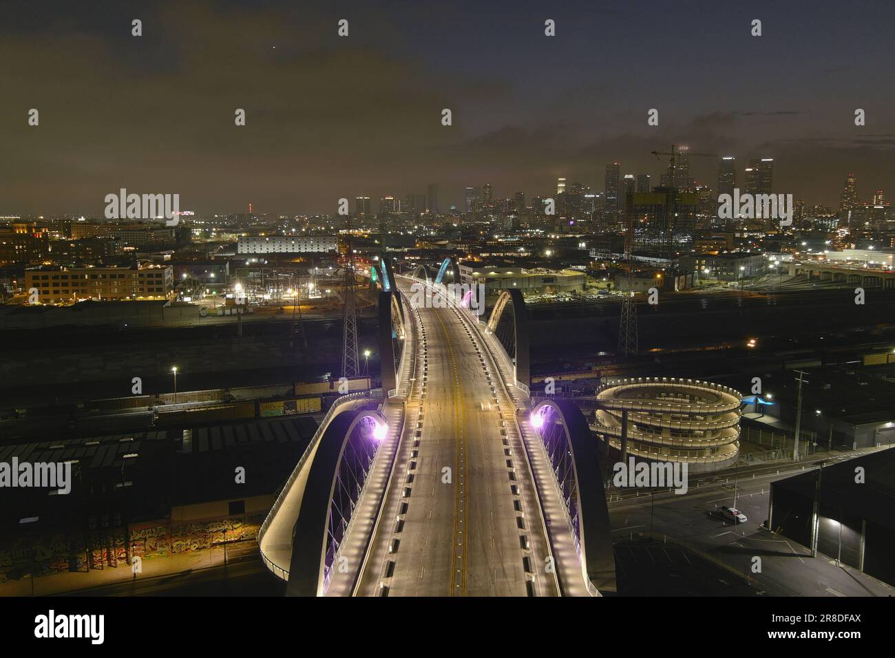 A general overall aerial view of the Sixth Street Bridge (6th St.), a ...